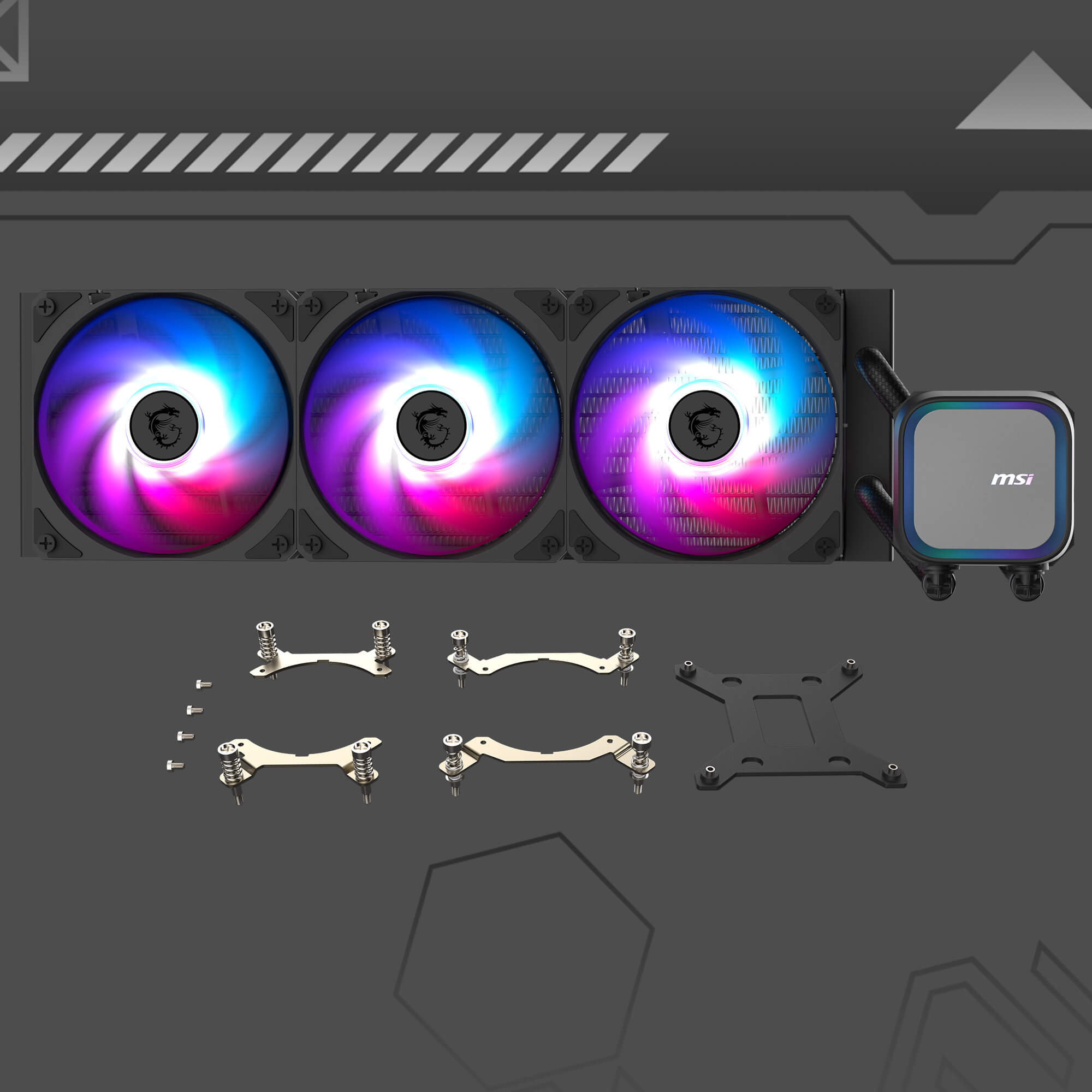 MSI MAG Coreliquid A13 360 Black - AIO ARGB Liquid Cooling - 360mm Radiator - Triple 120mm ARGB ...